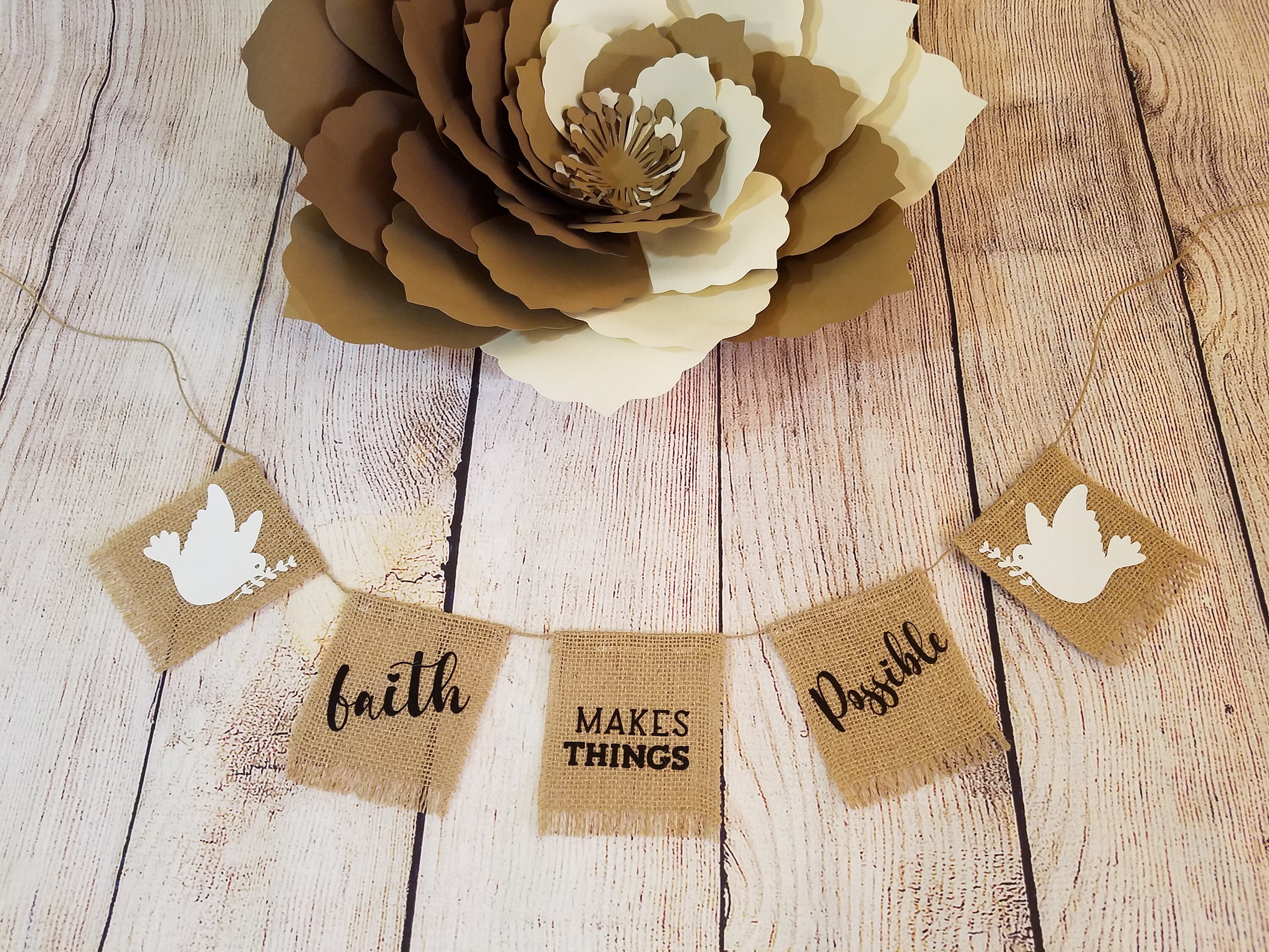 Paper & Party Supplies Burlap Faith Banner-Burlap Decor Banner-Name ...