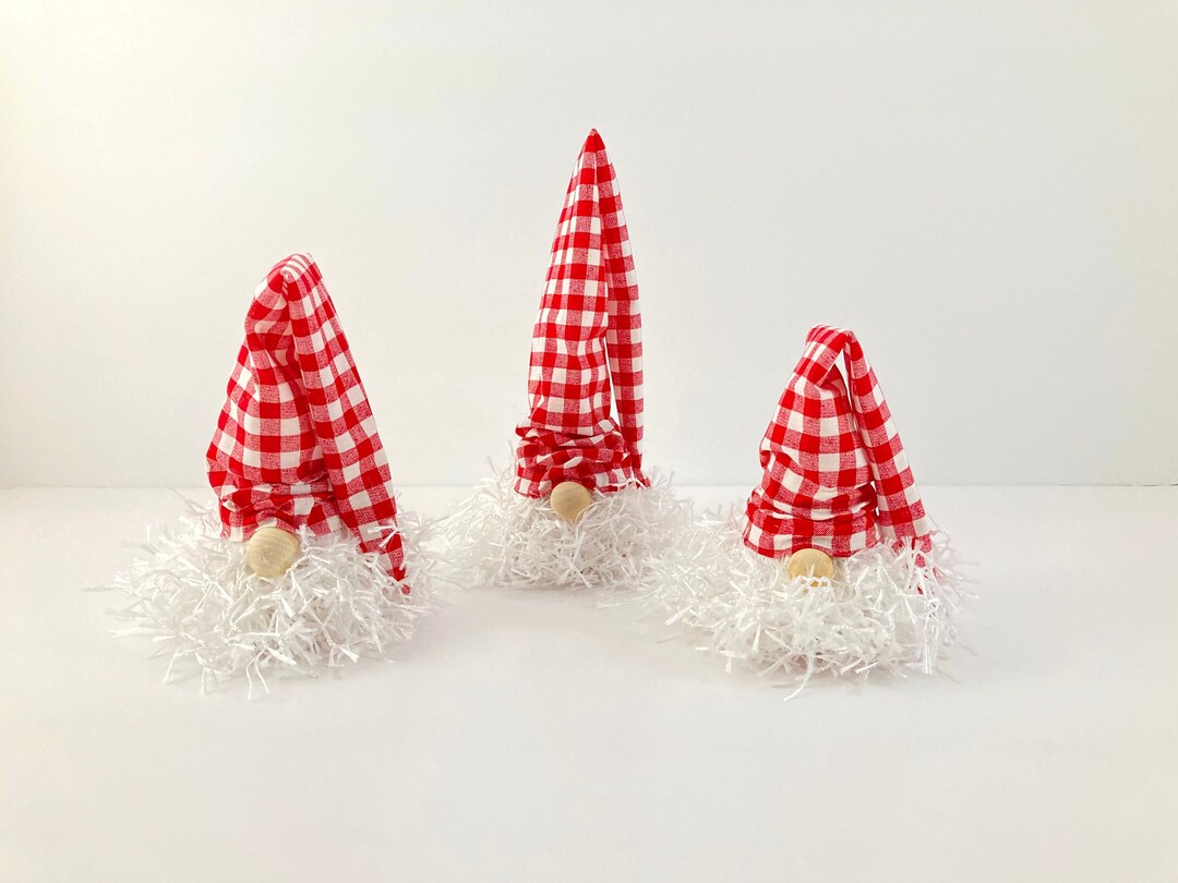 Red and White Checkered Gnomes, Gnomes With Hat, Red Gnome Decor ...