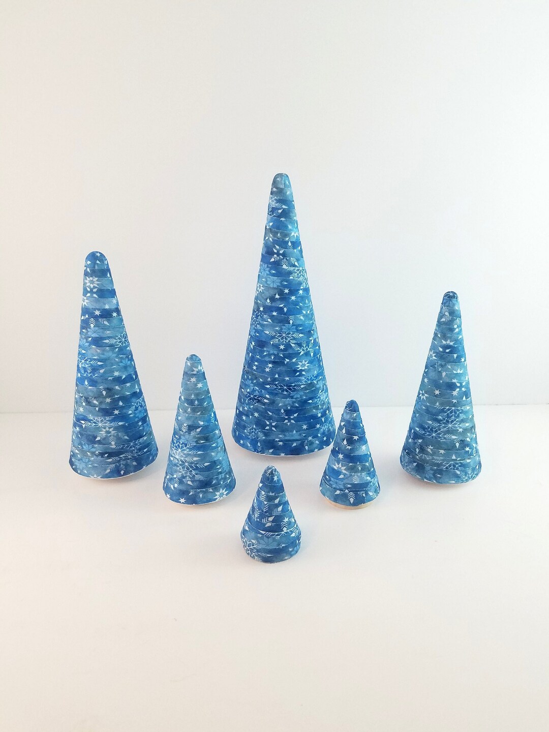 Blue and White Trees, Blue With White Snowflake Trees, Blue Cone Trees ...