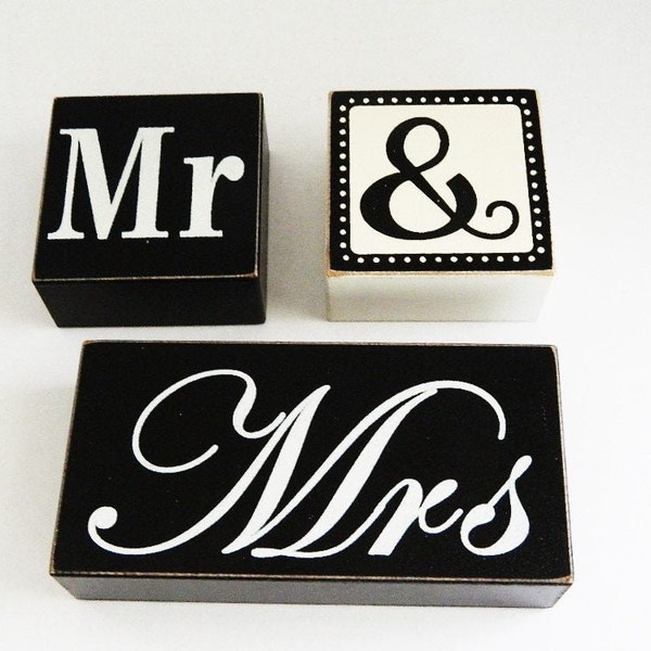 Mr Mrs Wood Blocks - Etsy