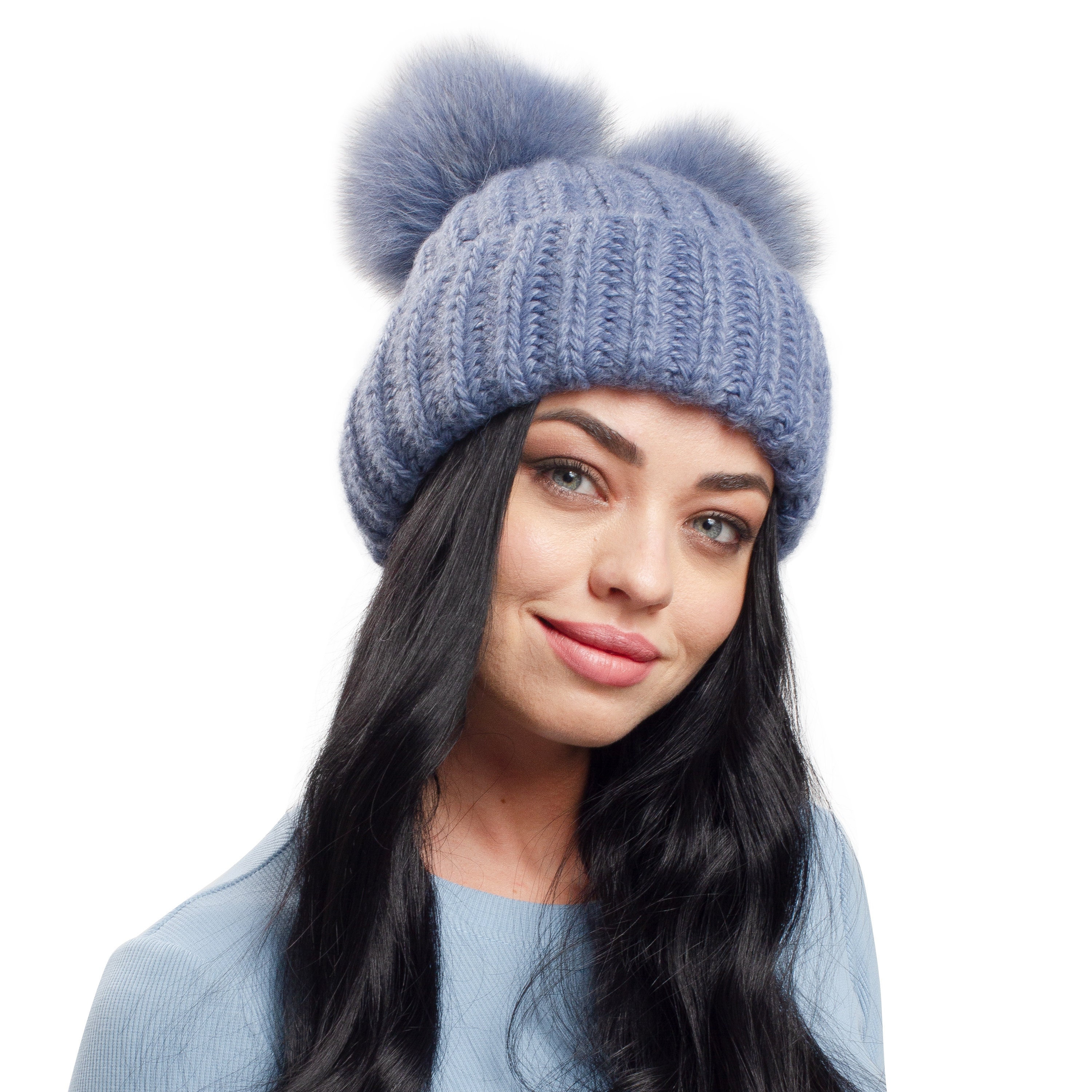 Pom Hat Women Double Pom Pom Hat Faux Fur Pom Hat Fleece | Etsy