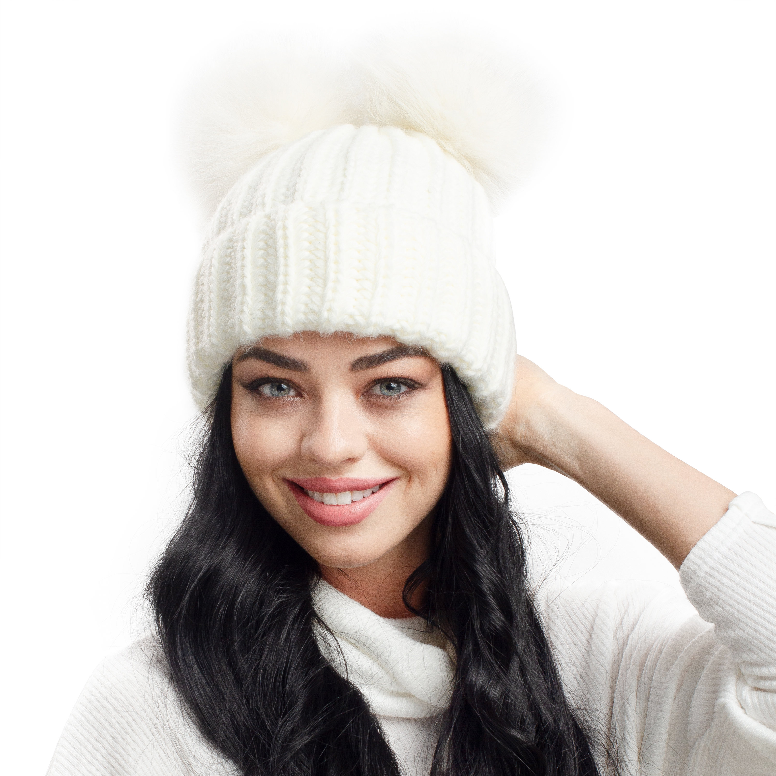 Pom Hat Women Double Pom Pom Hat Faux Fur Pom Hat Fleece | Etsy