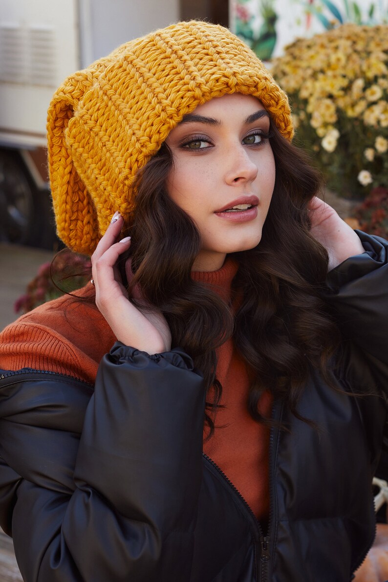 Cuffed Slouchy Beanie, Winter Hat, Oversized Unisex Slouchy Hat, Chunky ...