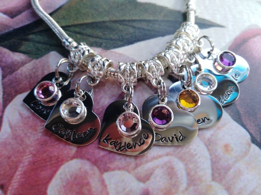 Personalized NAME Charms With BIRTHSTONE Add to Your European | Etsy