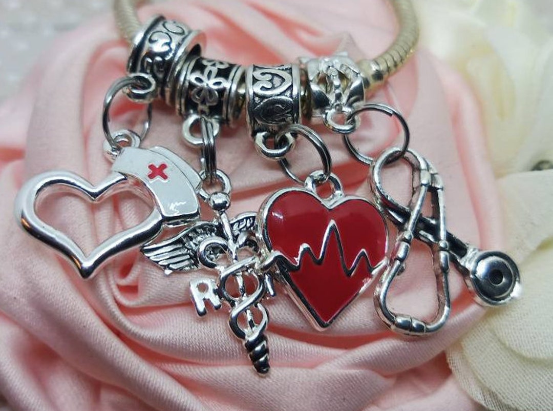 Nurse Charms, Charms, EKG, Heart Beat, Stethoscope, Nurse Hat, RN or ...