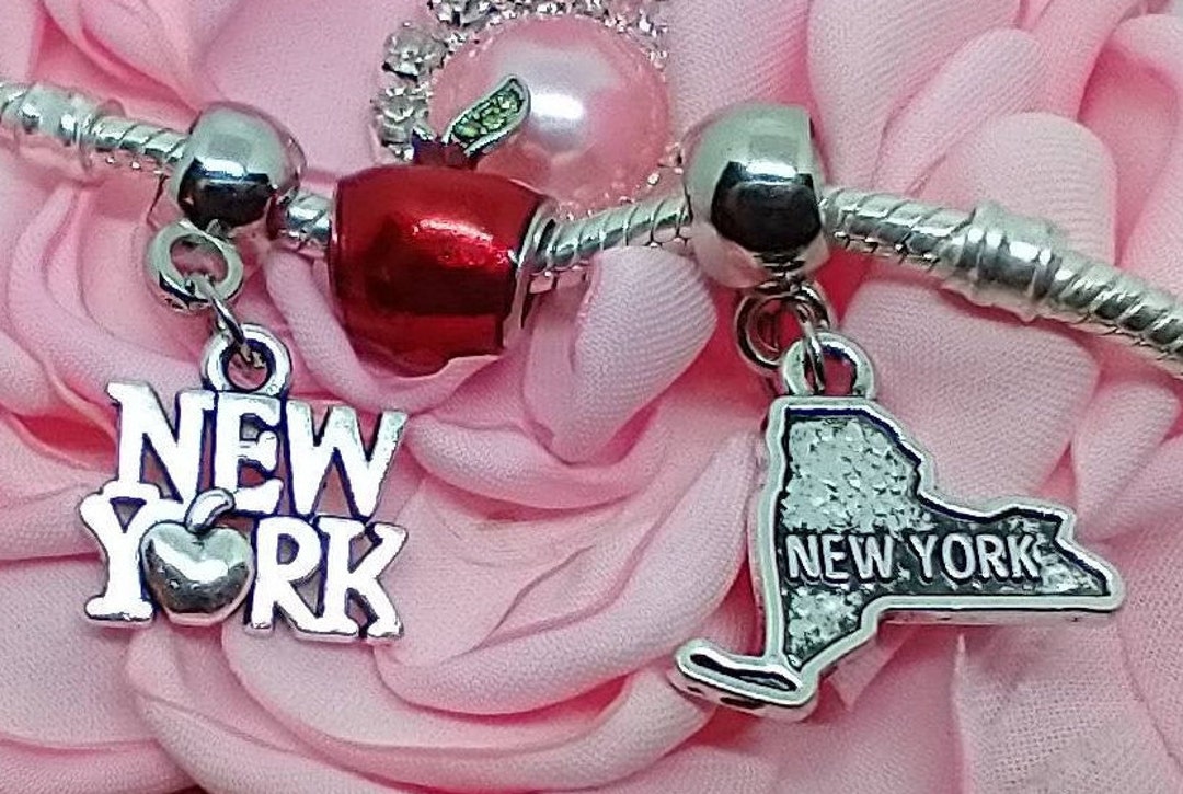 New York Charms for Snake Chain Charm Bracelets, 3pc Set the Big APPLE ...