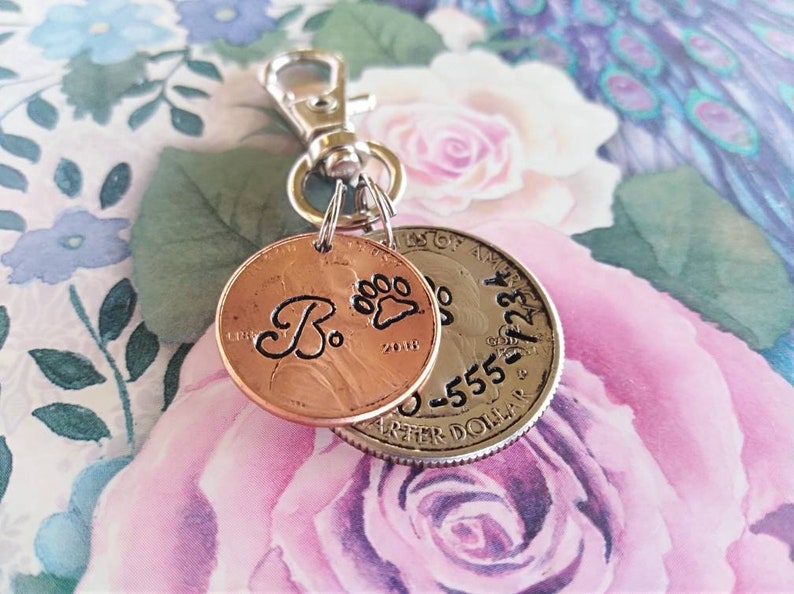 Personalized Dog Tags Quarter & Penny Pet ID MONEY Tags Cat - Etsy