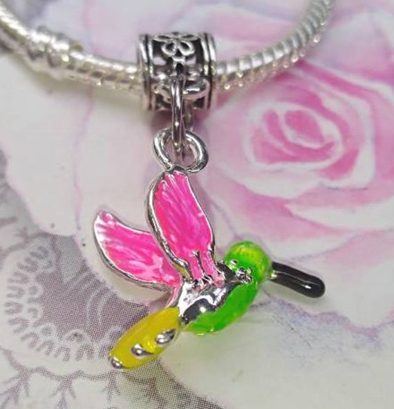 Hummingbird charm Hummingbird Charm bead Pandora charm 3d | Etsy
