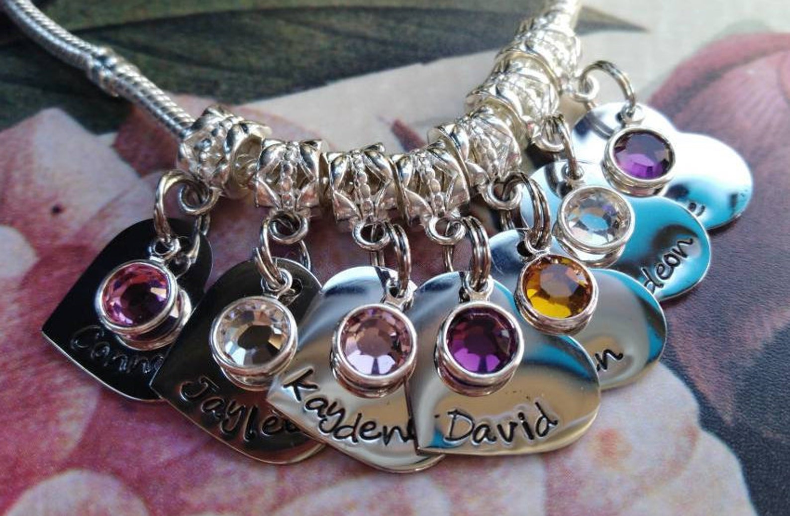 Personalized NAME Charms With BIRTHSTONE, Add to Your European Charm ...