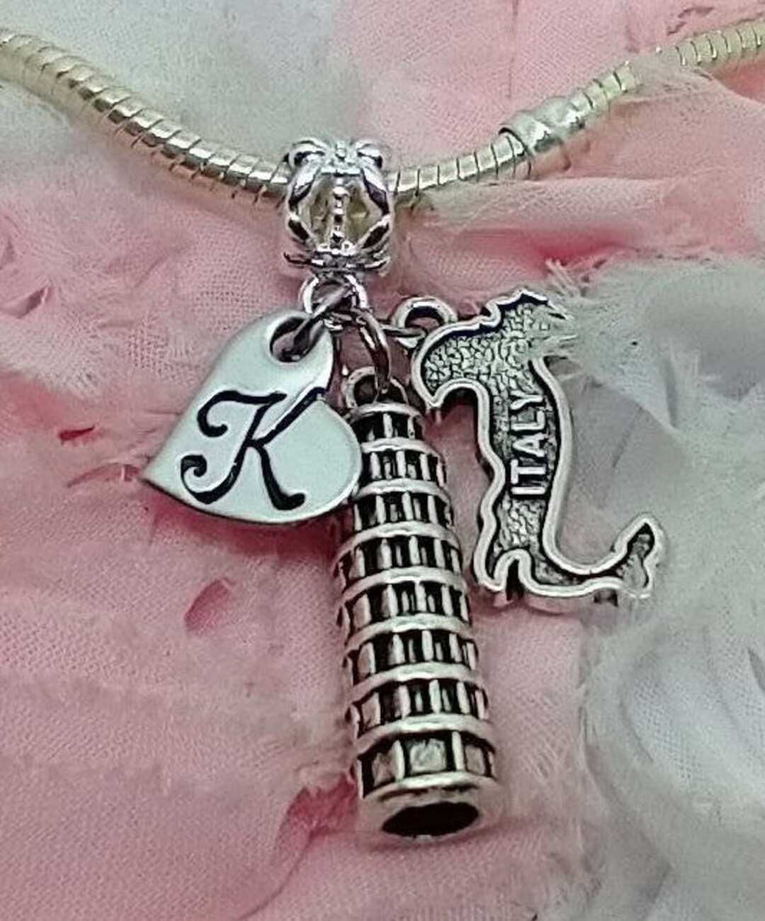 Italy Leaning Tower of Pisa Charms, Initial Italy Leaning Tower of Pisa ...