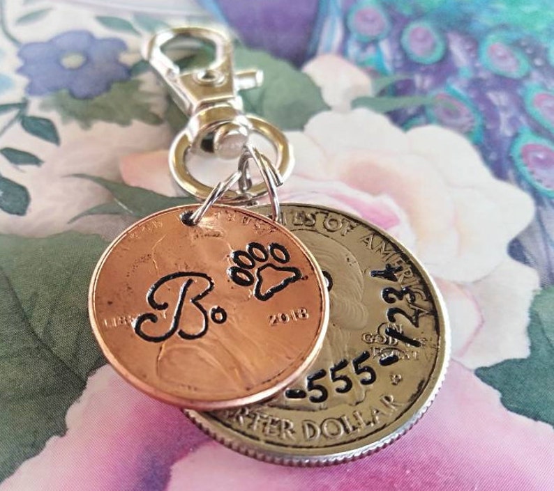 Personalized Dog Tags Quarter & Penny Pet ID MONEY Tags Cat - Etsy