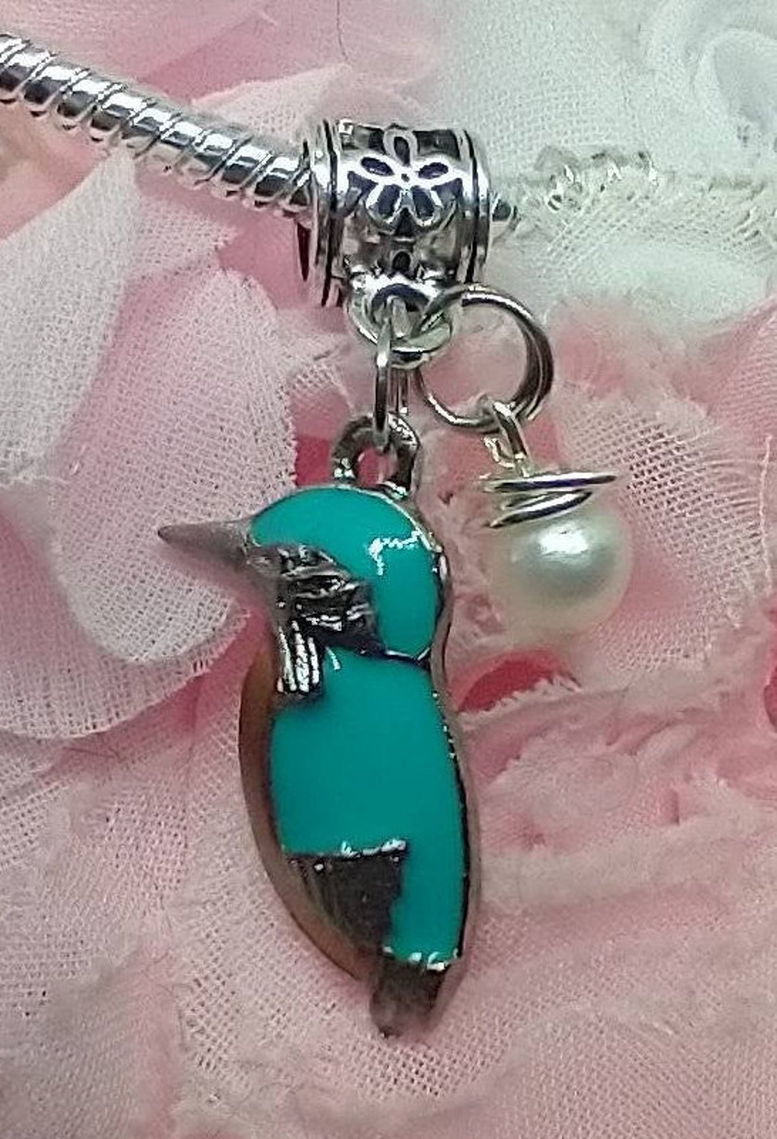 Colorful BIRD with pearl charm BIRD fits Pandora Charm | Etsy