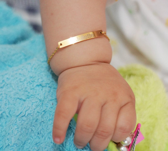 Baby Girl Bracelet, Toddler Personalized Bracelet, Gold Rose Gold ...
