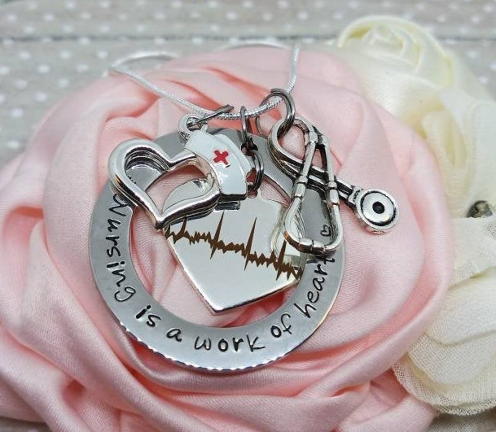 Nurse, Nursing is a Work of Heart, Nursing Charms, Stethoscope, Nurses ...
