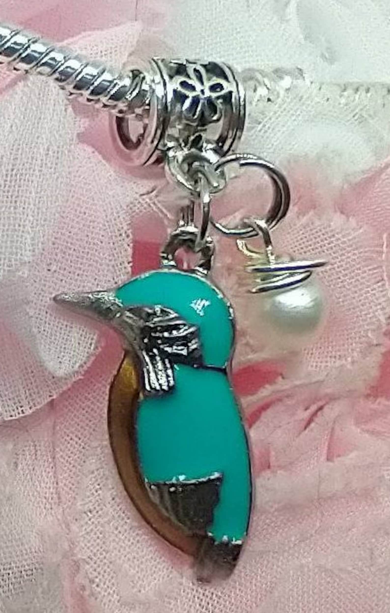 Colorful BIRD with pearl charm BIRD fits Pandora Charm | Etsy