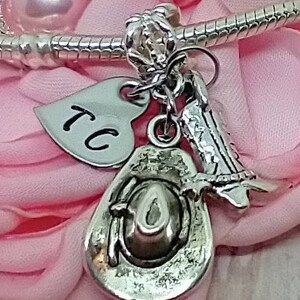 Initial Cowboy Hat Cowboy Boot HORSE Charm for European Bracelet ...