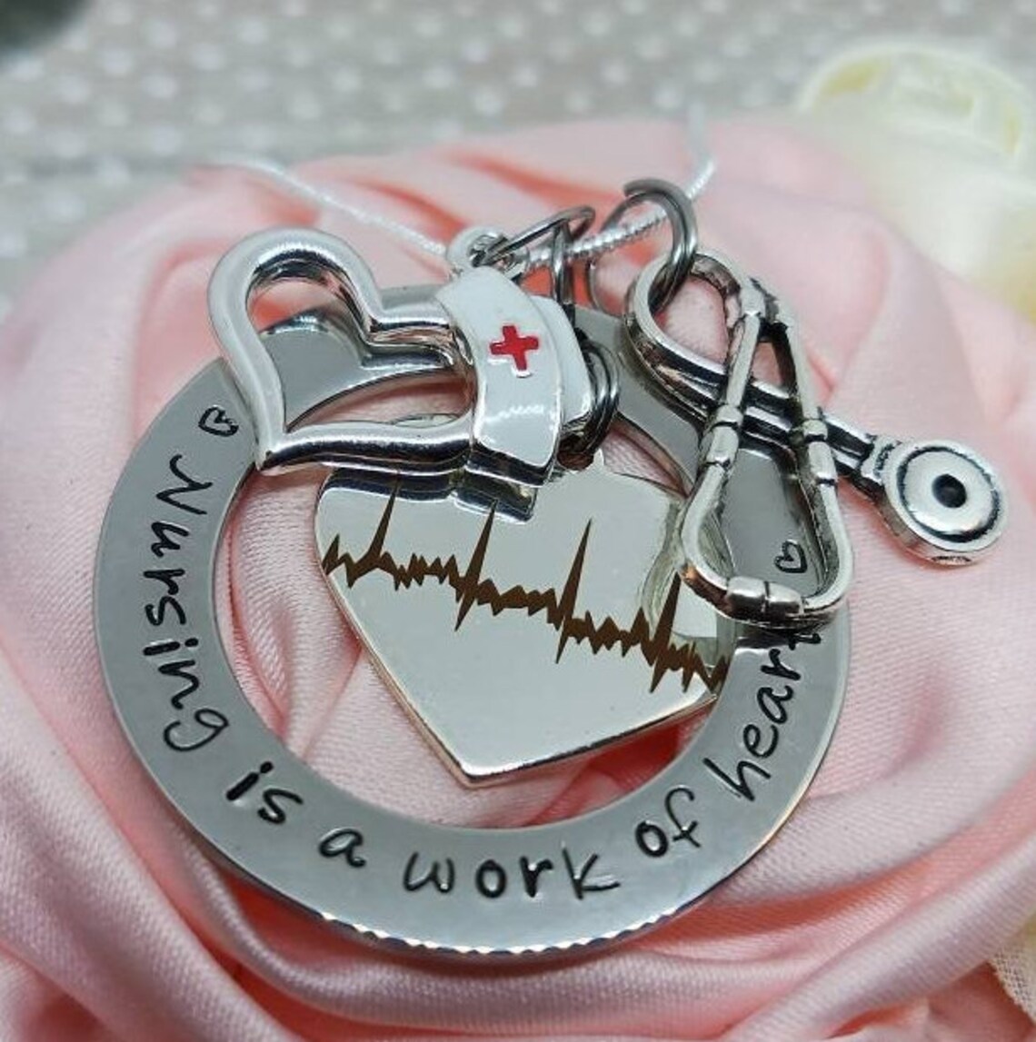 Nurse, Nursing is a Work of Heart, Nursing Charms, Stethoscope, Nurses ...