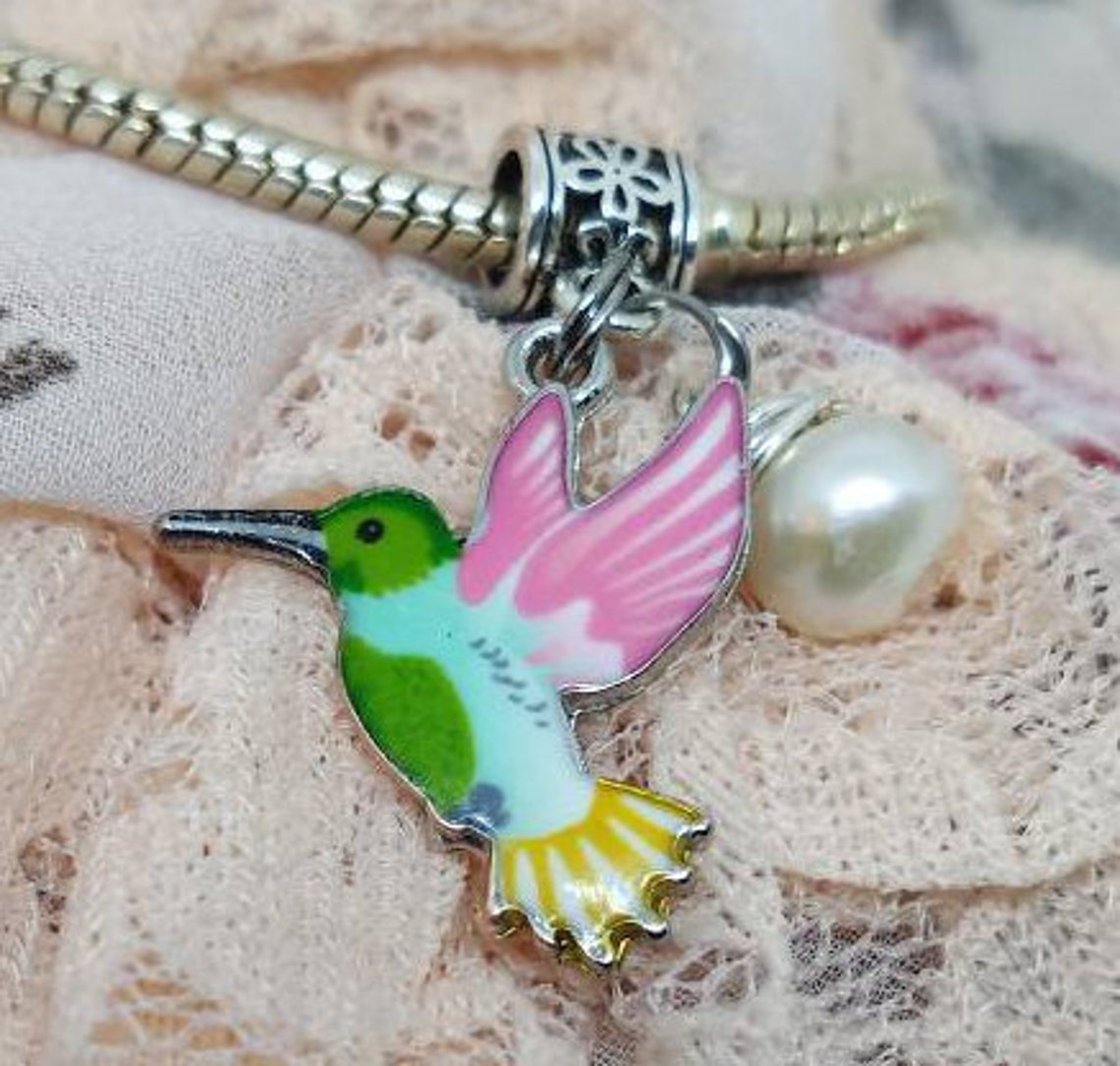 Colorful Hummingbird charm Hummingbird fits Pandora Charm | Etsy