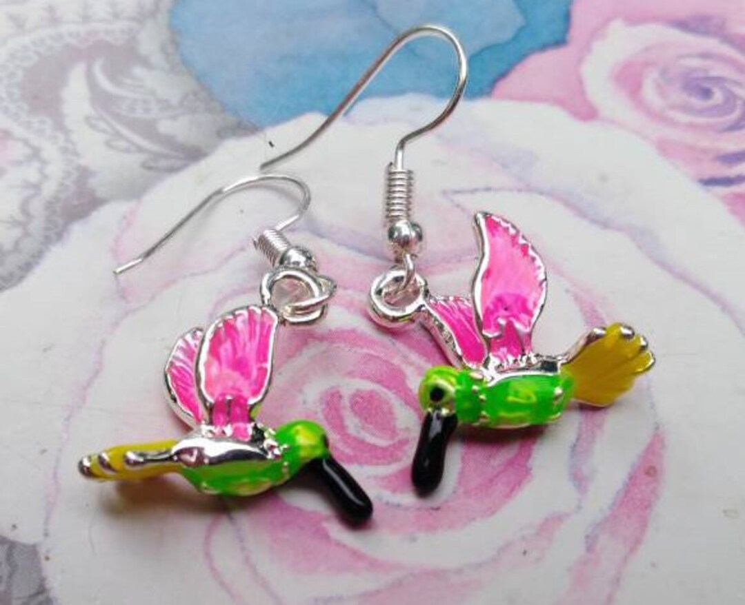 Hummingbird Charm, 3d Hummingbird Earrings, Colorful Hummingbird ...