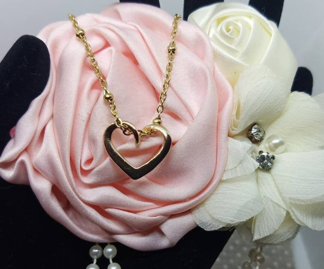 Gold Dainty Floating Wrap HEART Charms Necklace, Personalized HEART ...