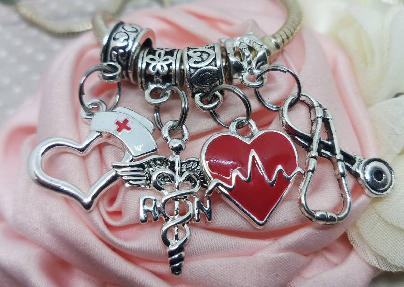 Nurse Charms Charms EKG Heart Beat Stethoscope Nurse Hat - Etsy