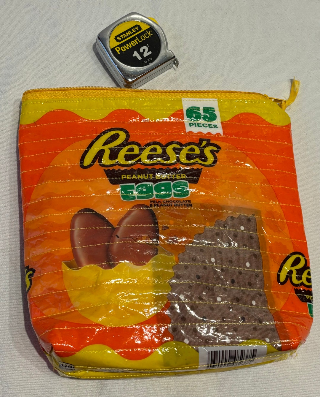 Upcycled Vinyl Reese's Candy Bag Quilted Zipper Pouch-makeup ...