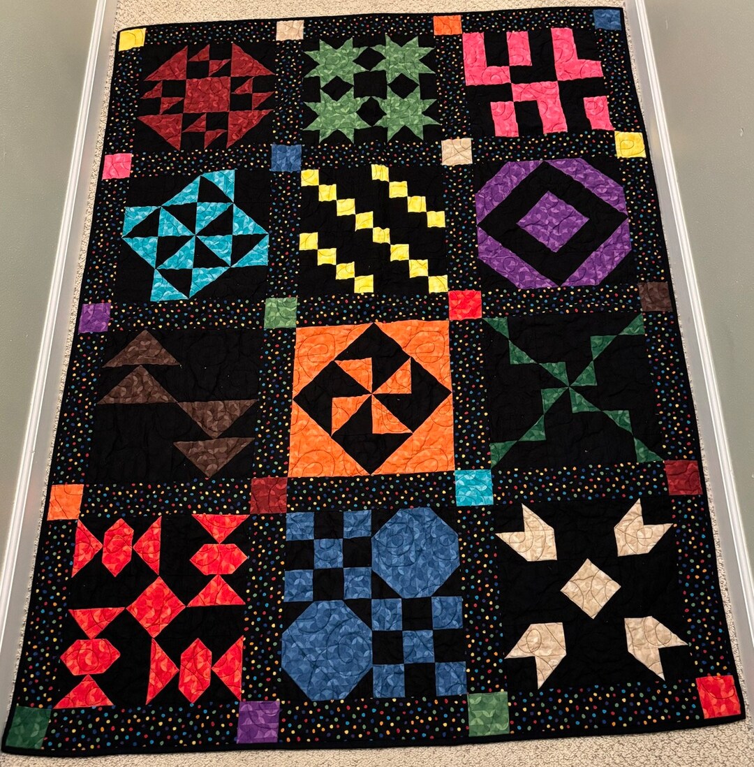 Sampler Colorful Quilted Throw Wall Hanging or Decor - Etsy