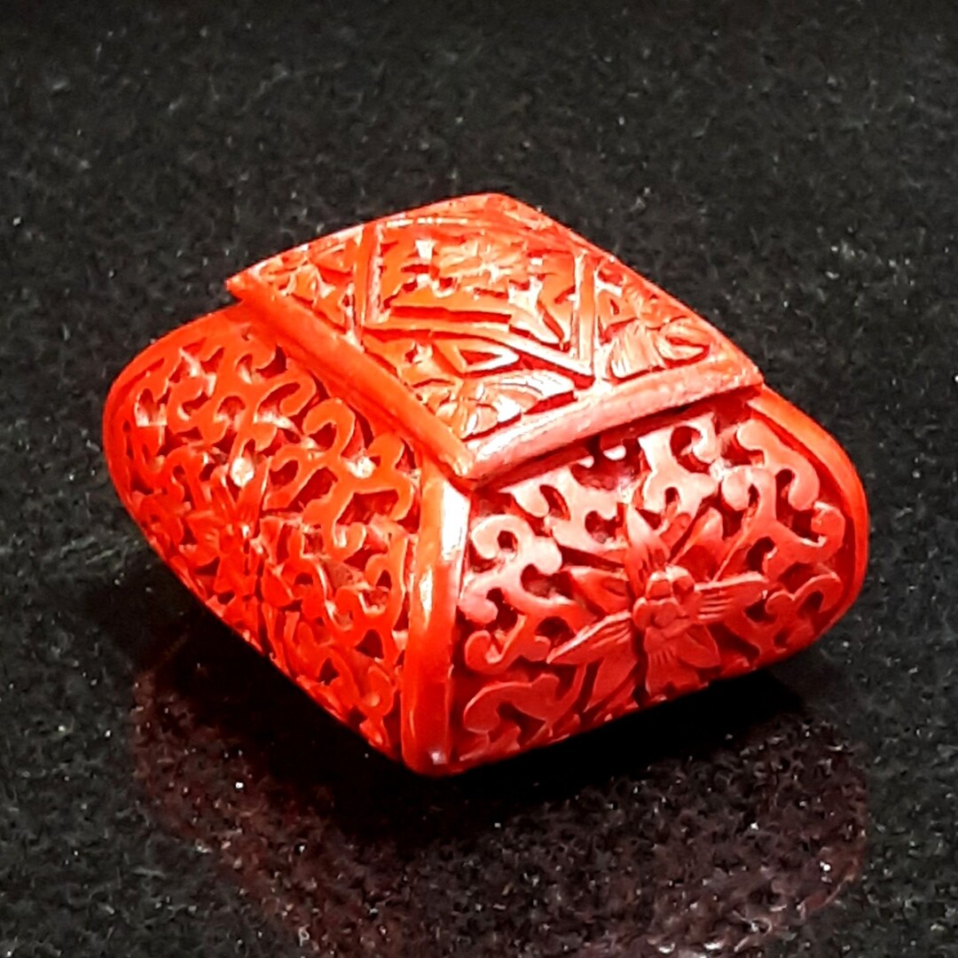 Chinese Cinnabar Carved Box Opium Snuff Tea Ring Red Chest Vintage - Etsy