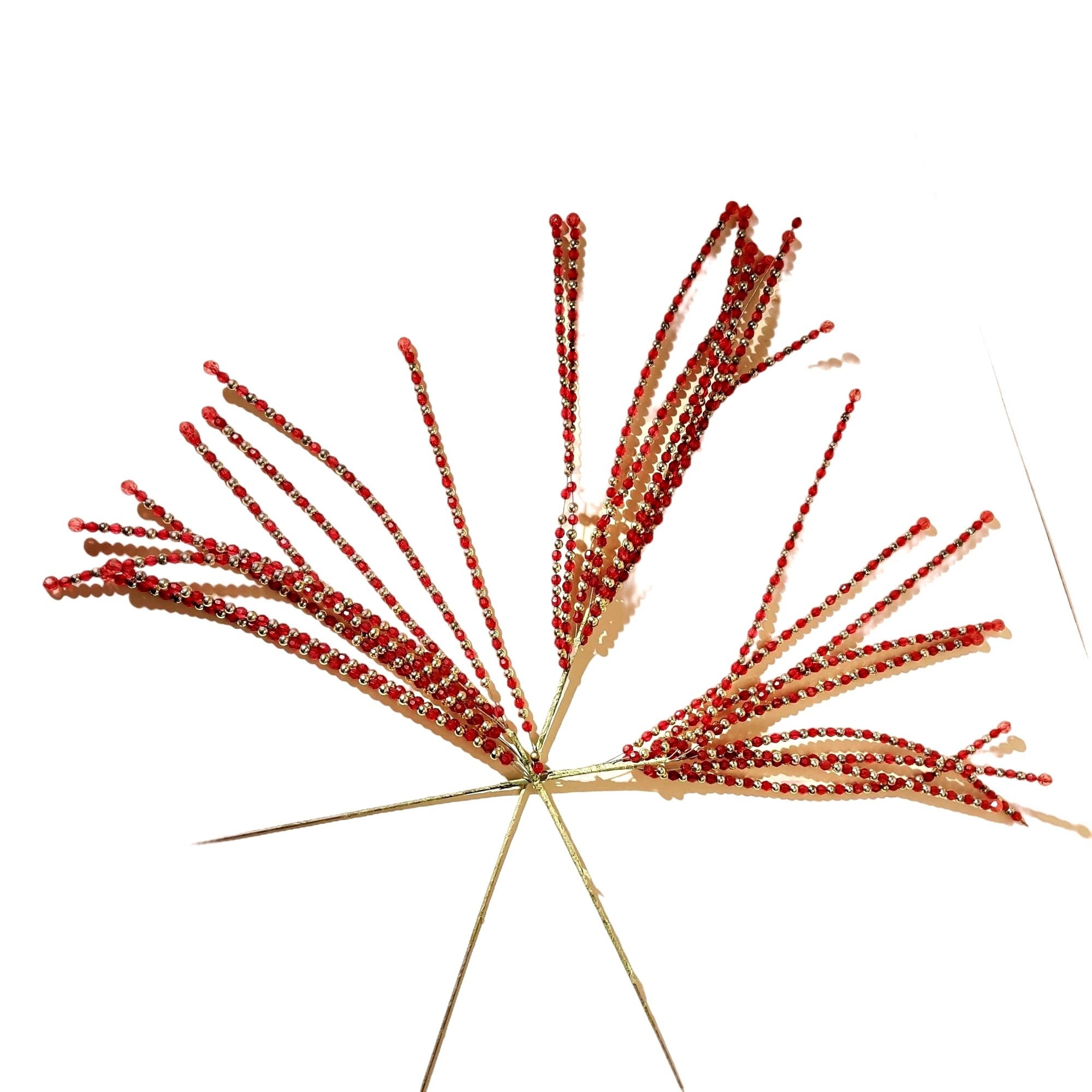 20" Red Crystal Spray Pick Bead Stems Xmas Winter Holidays Vintage - Etsy