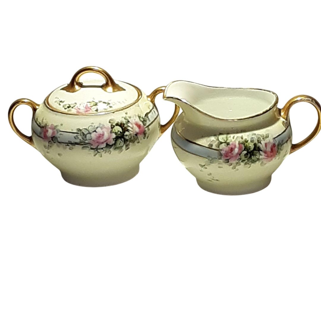 Antique Cream Sugar Hand Painted Z S & Co/bavaria Porcelain Floral Gold ...