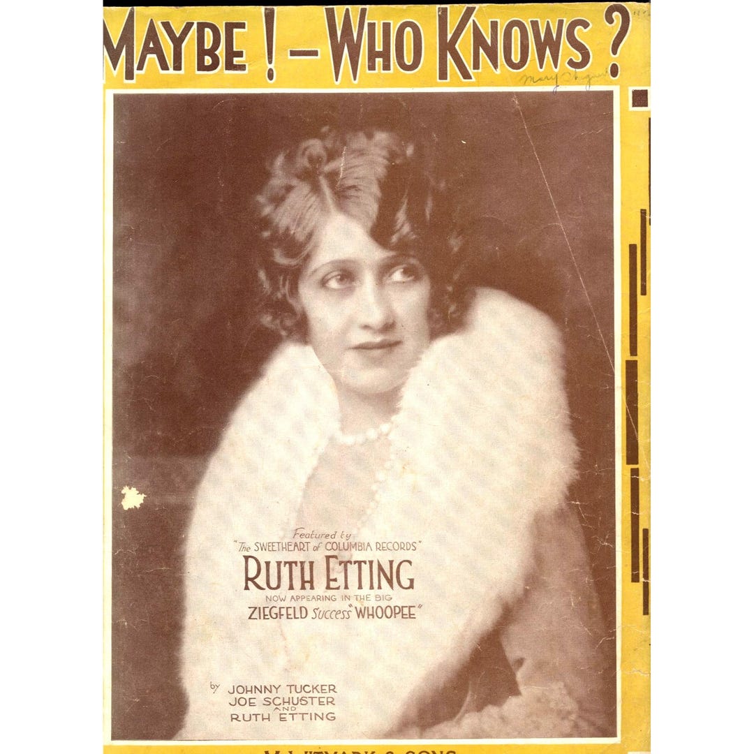 1929 Ruth Etting "maybe Who Knows" Sheet Music Ziegfeld Whoopee Columbia Records - Etsy