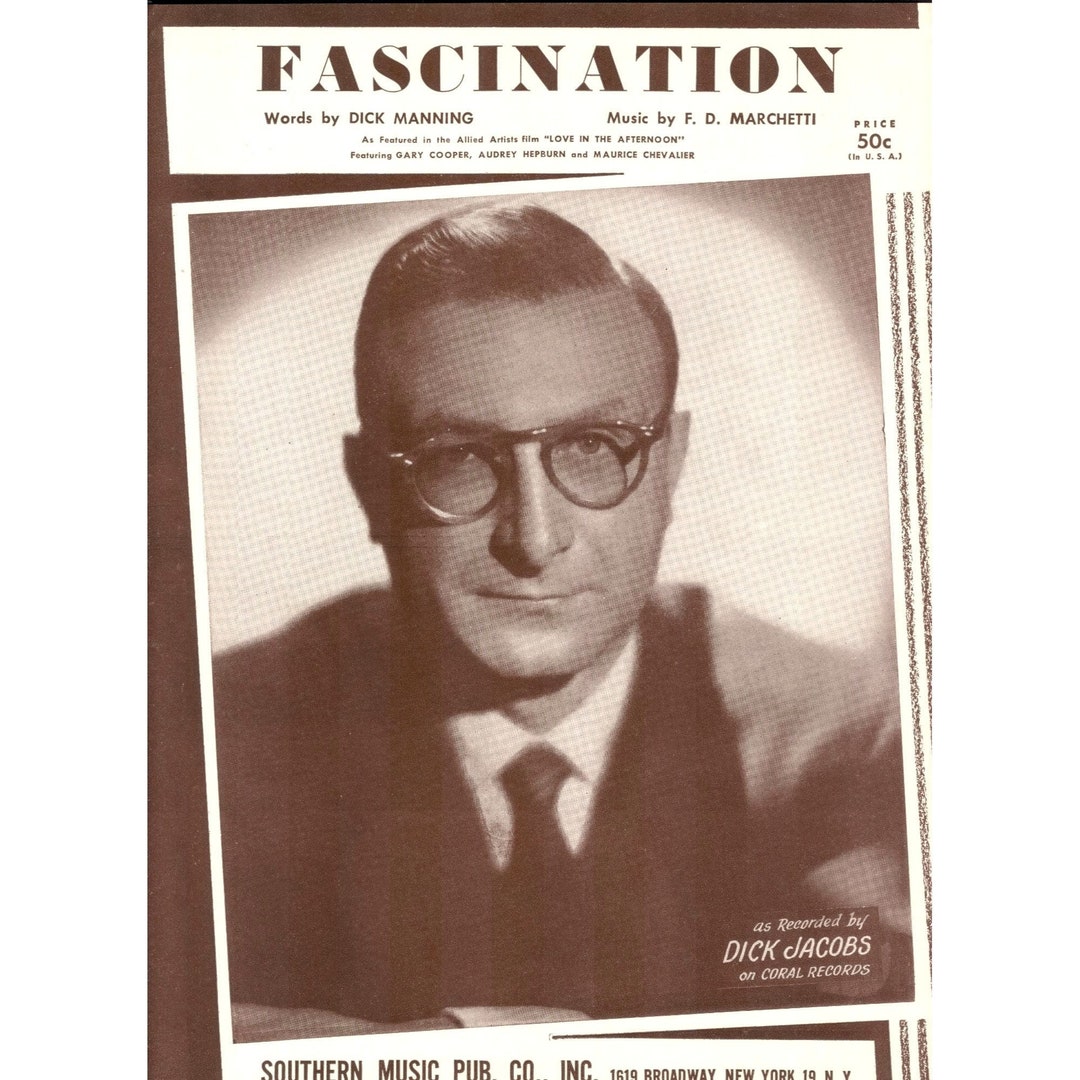 1952 Fascination Piano Sheet Music Dick Jacobs Inset - Etsy