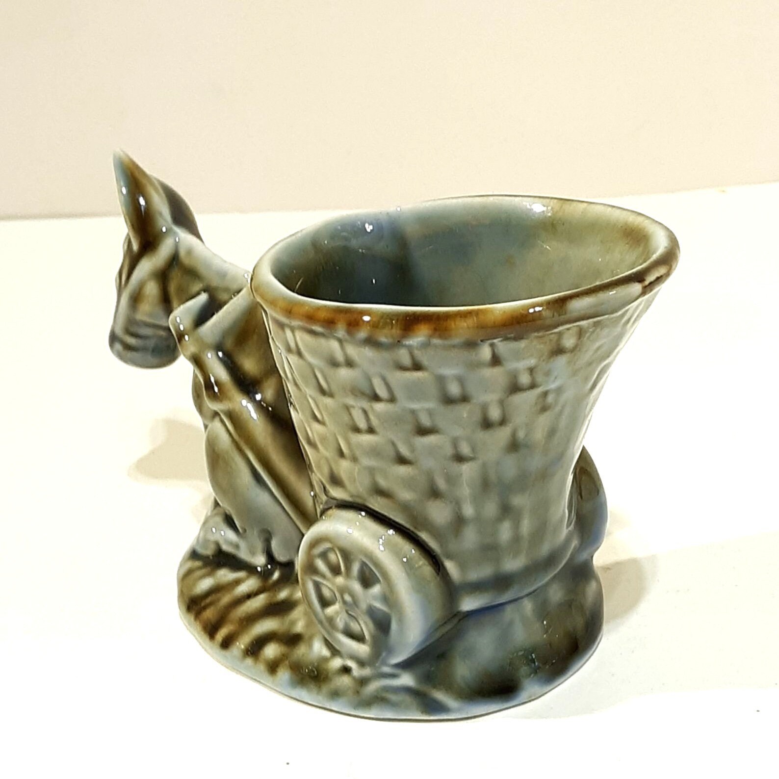 Vintage Shamrock Pottery Donkey Cart Planter 50s Ireland Boho Granny - Etsy