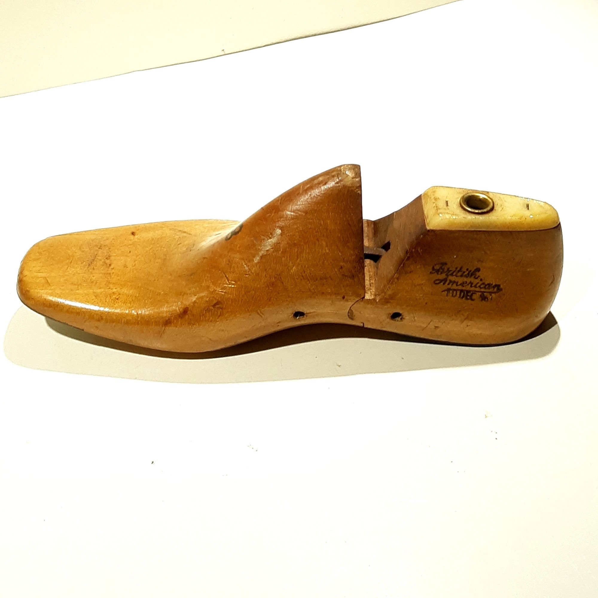 Antique Solid Carved Wood Shoe Form Right Men Size 8 Cobbler Shoemaker ...