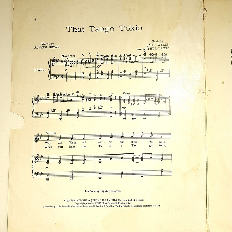 That Tango Tokio 1913 Piano Sheet Music Japan Dancer Geisha - Etsy