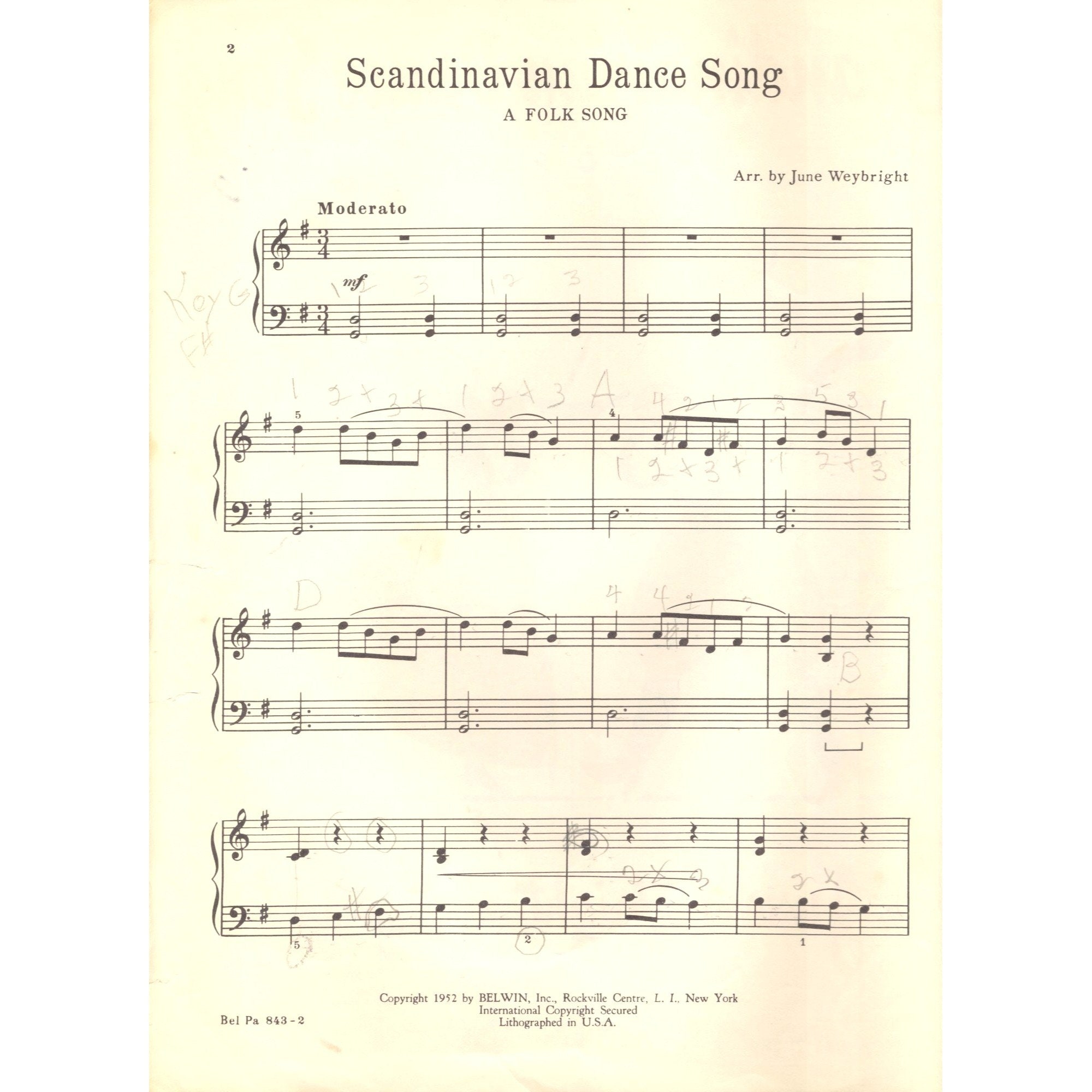 1952 Scandinavian Dance Song Solo Sheet Music Weybright - Etsy
