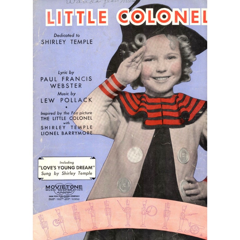 1935 Little Colonel Piano Sheet Music Shirley Temple Love's Young Dream ...