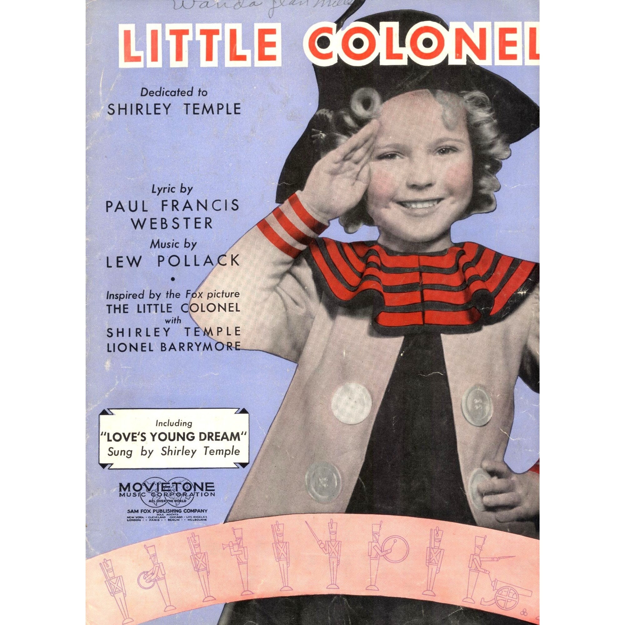 1935 Little Colonel Piano Sheet Music Shirley Temple Love's Young Dream ...