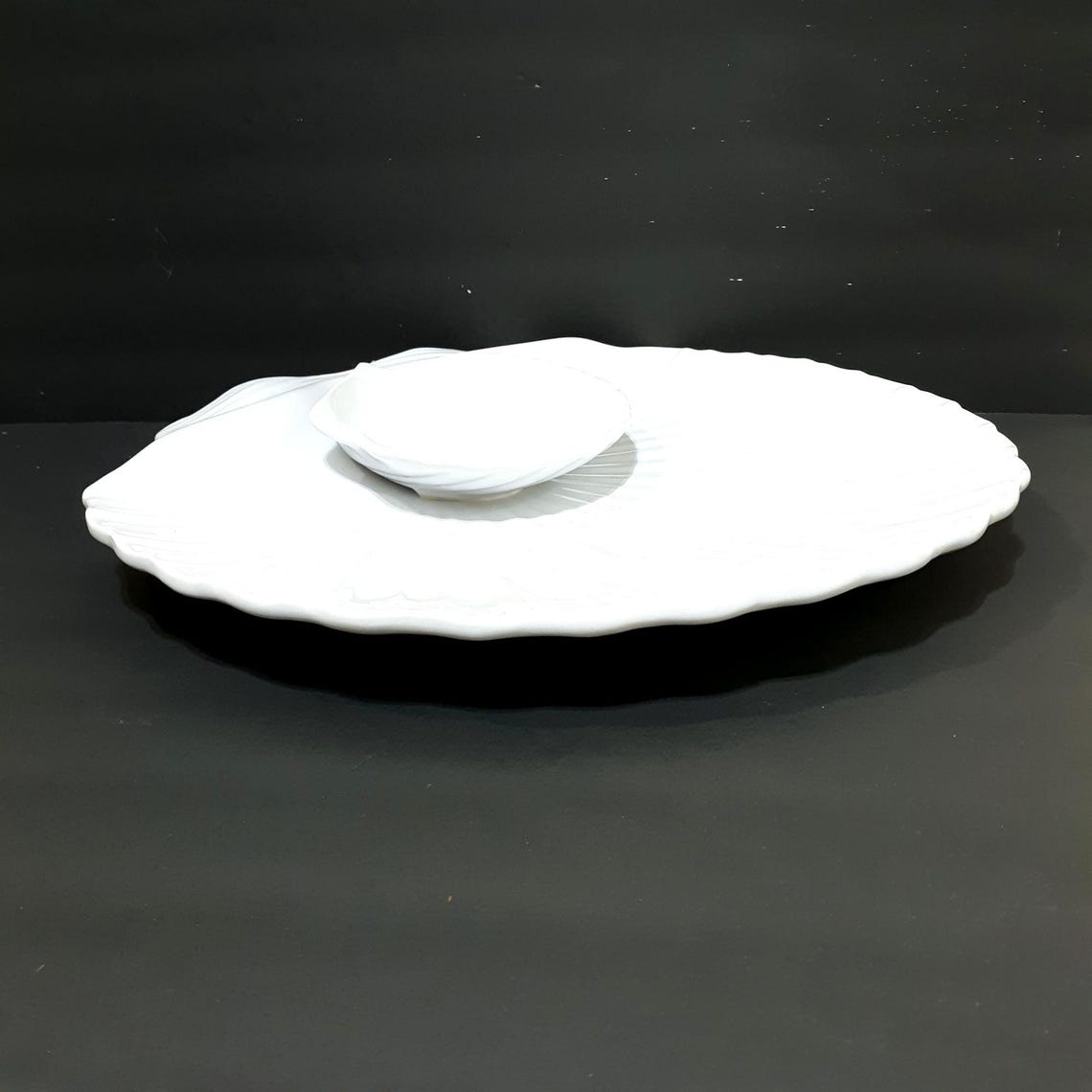 Bentson - West Design Shell Snack Tray Set White Stoneware Portugal - Etsy