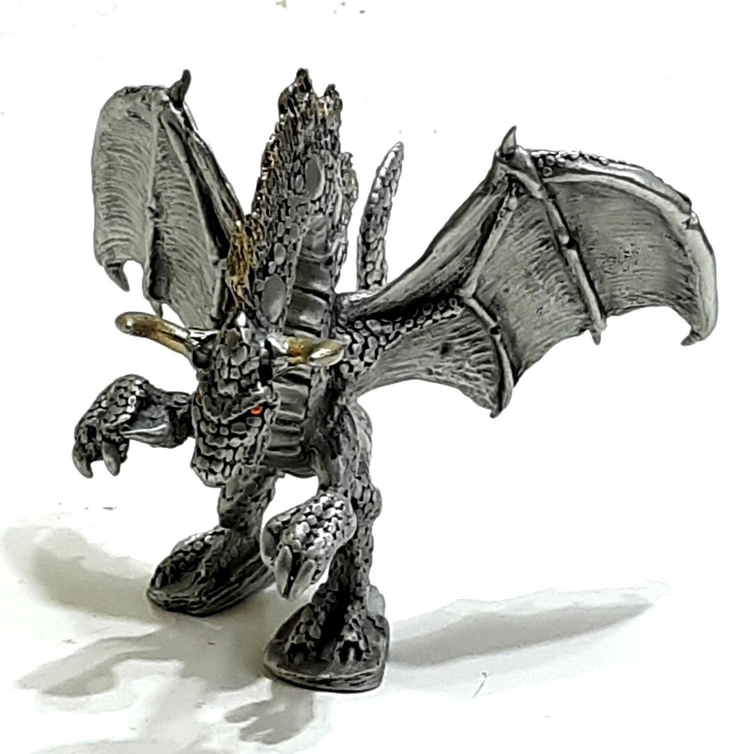 Rearing Fire Dragon 16-004 Iron Wind Metal 2004 Gold Tipped Horn Pewter ...