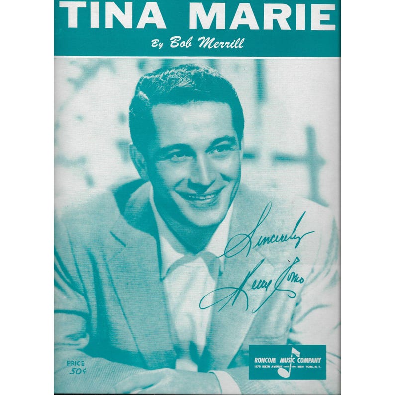 Tina Marie Sheet Music 1954 Piano Ukulele Vocals Perry Como Inset - Etsy