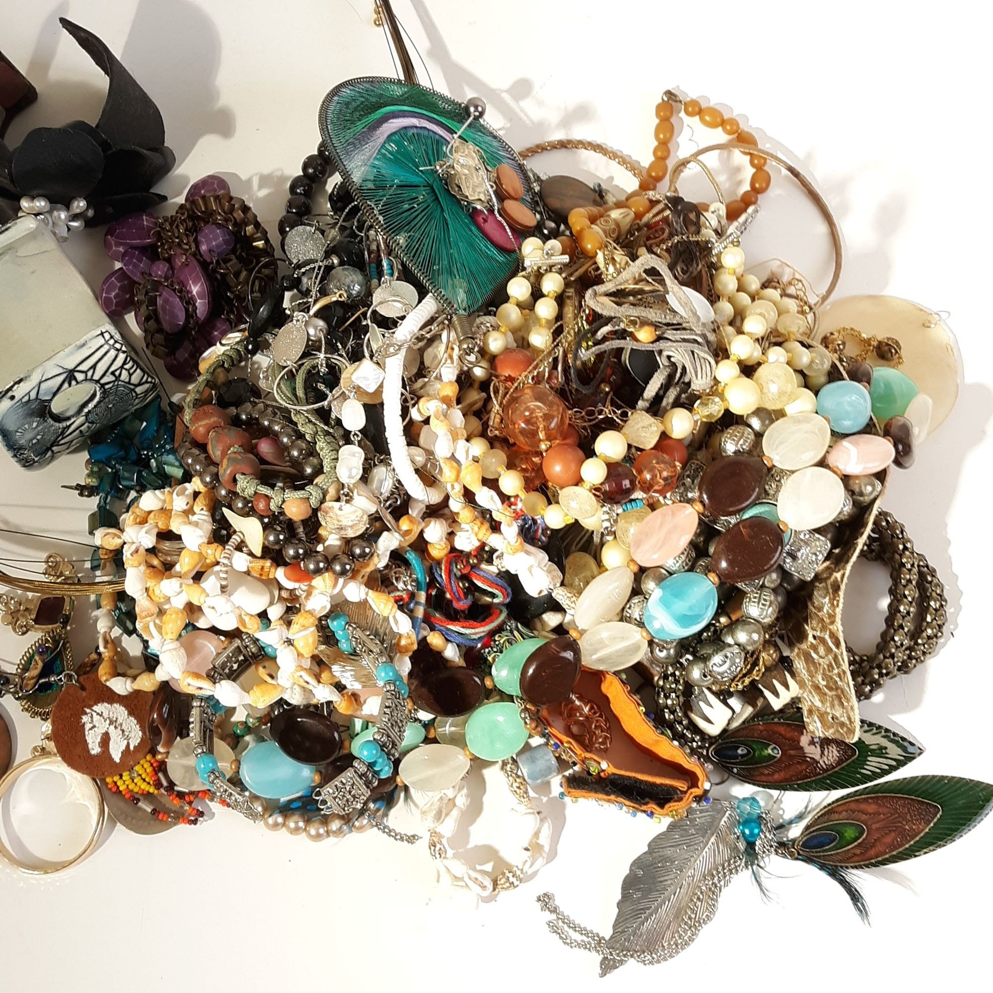 4 LBS Stone Crystal Glass Shell Pearl Beads Jewelry Lot Resell ...