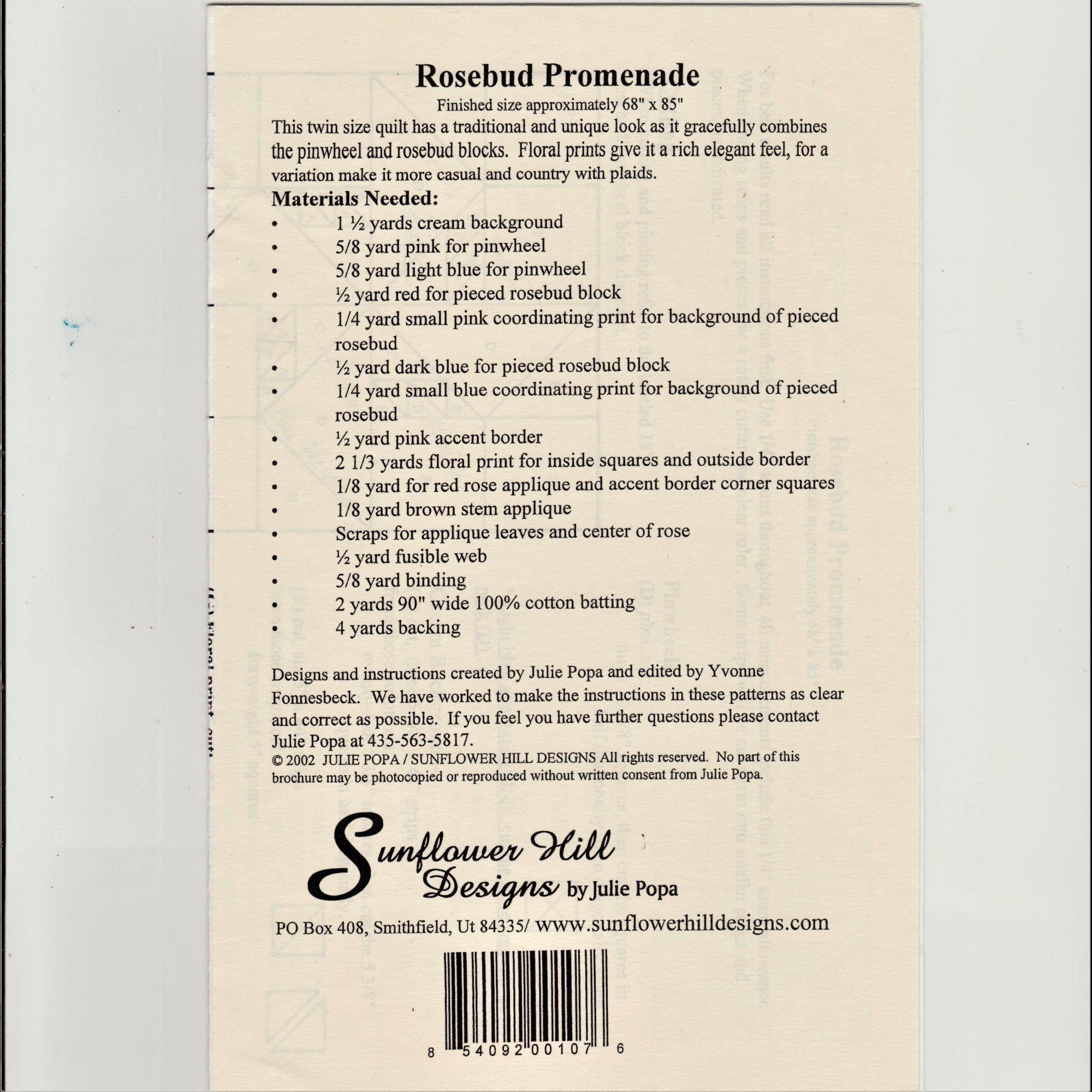 Rosebud Promenade Quilt Pattern Piecework Block Pinwheels 68 X 85 ...