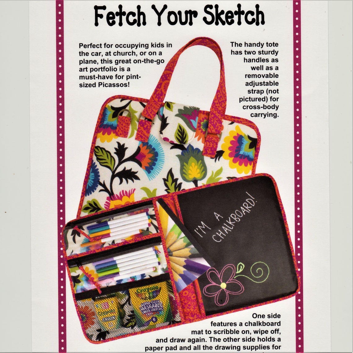 Fetch Your Sketch Pattern Annie Designs Pocket Tote Art Pack Portfolio ...