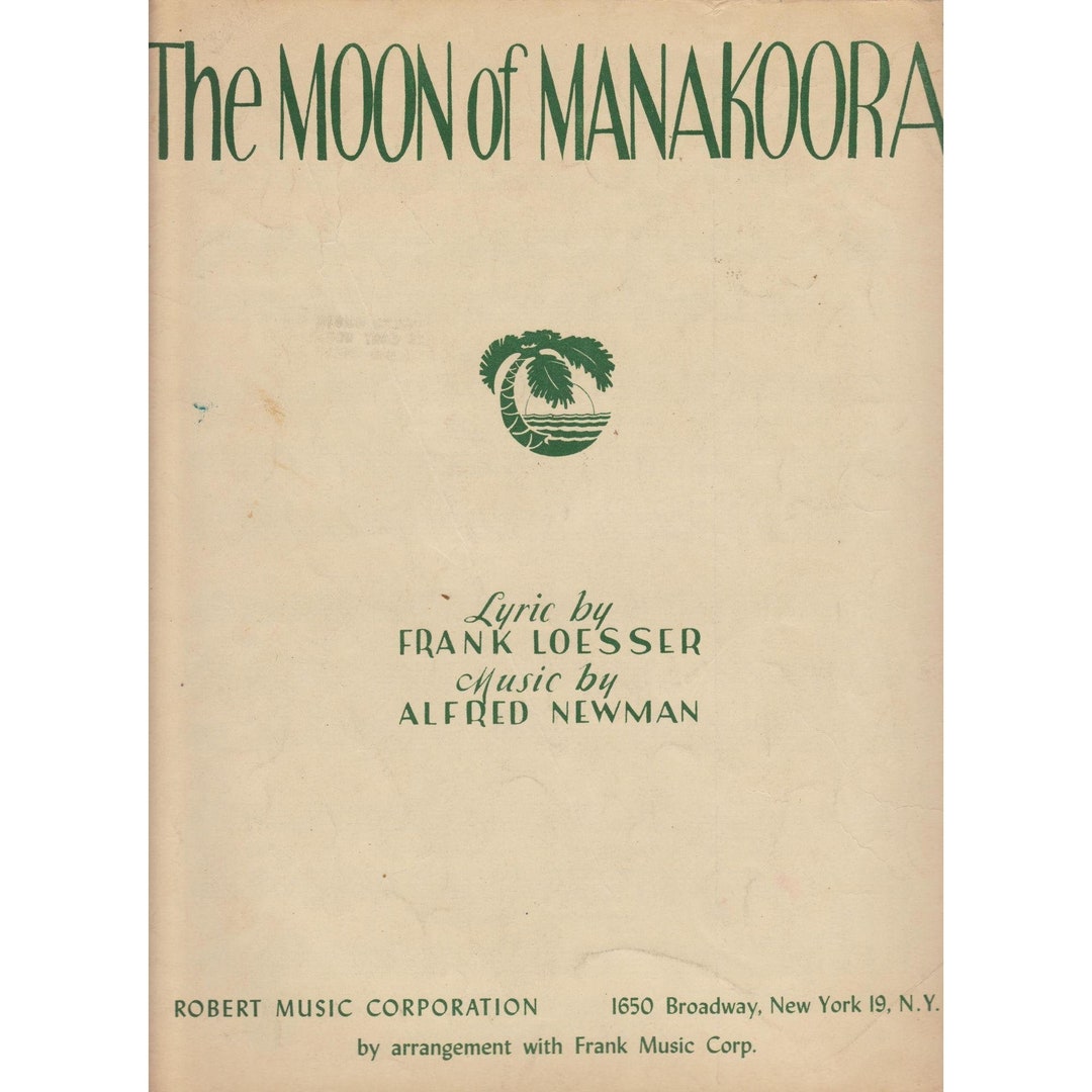 The Moon of Manakoora 1937 Vintage Sheet Music Loesser Newman Piano Vocals - Etsy