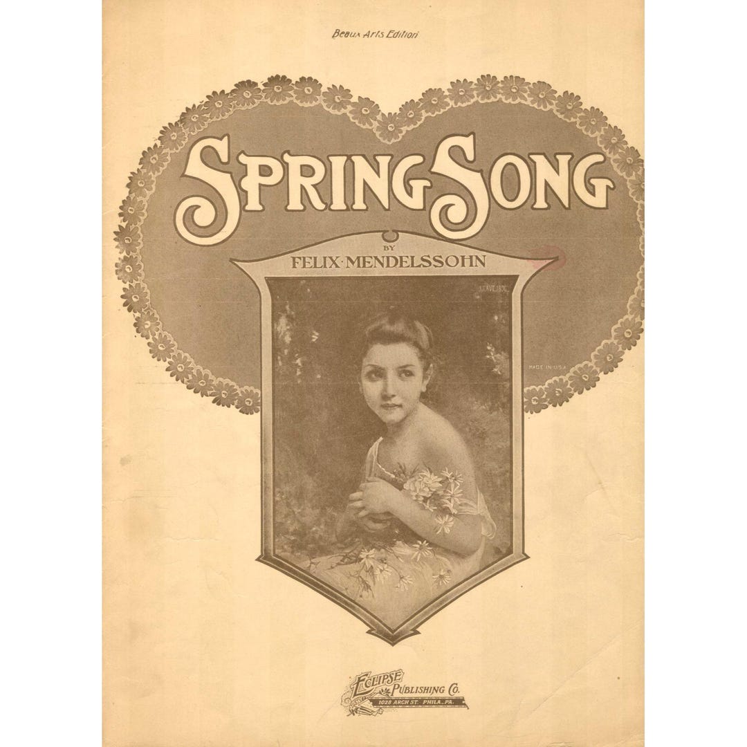1924 Spring Song Piano Solo Sheet Music F Mendelssohn - Etsy