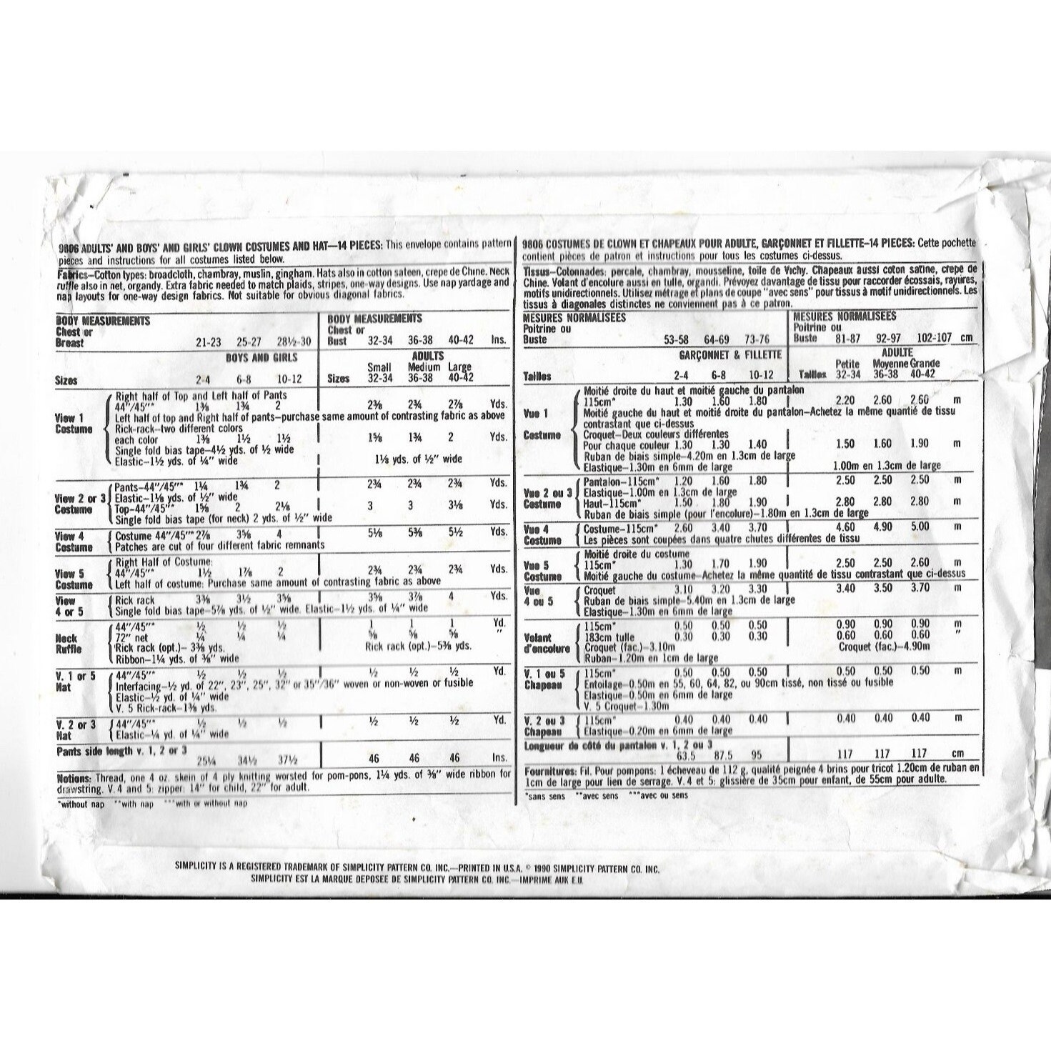 Simplicity Costumes Pattern Clowns 9806 Size BB 2-12 Uncut - Etsy
