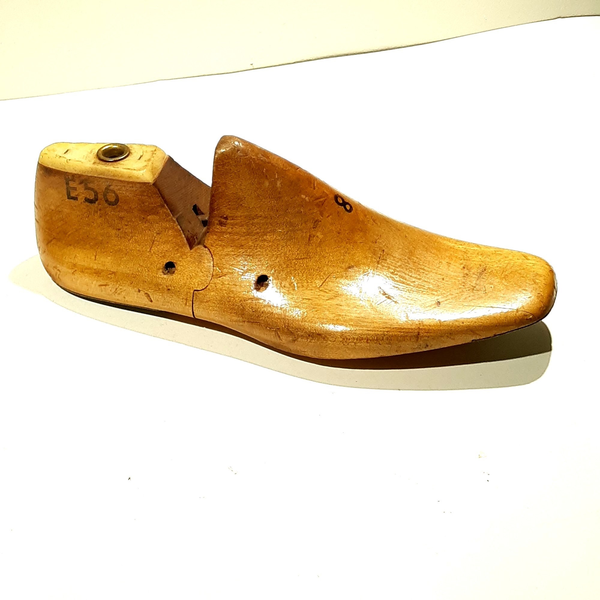 Antique Solid Carved Wood Shoe Form Right Men Size 8 Cobbler Shoemaker ...