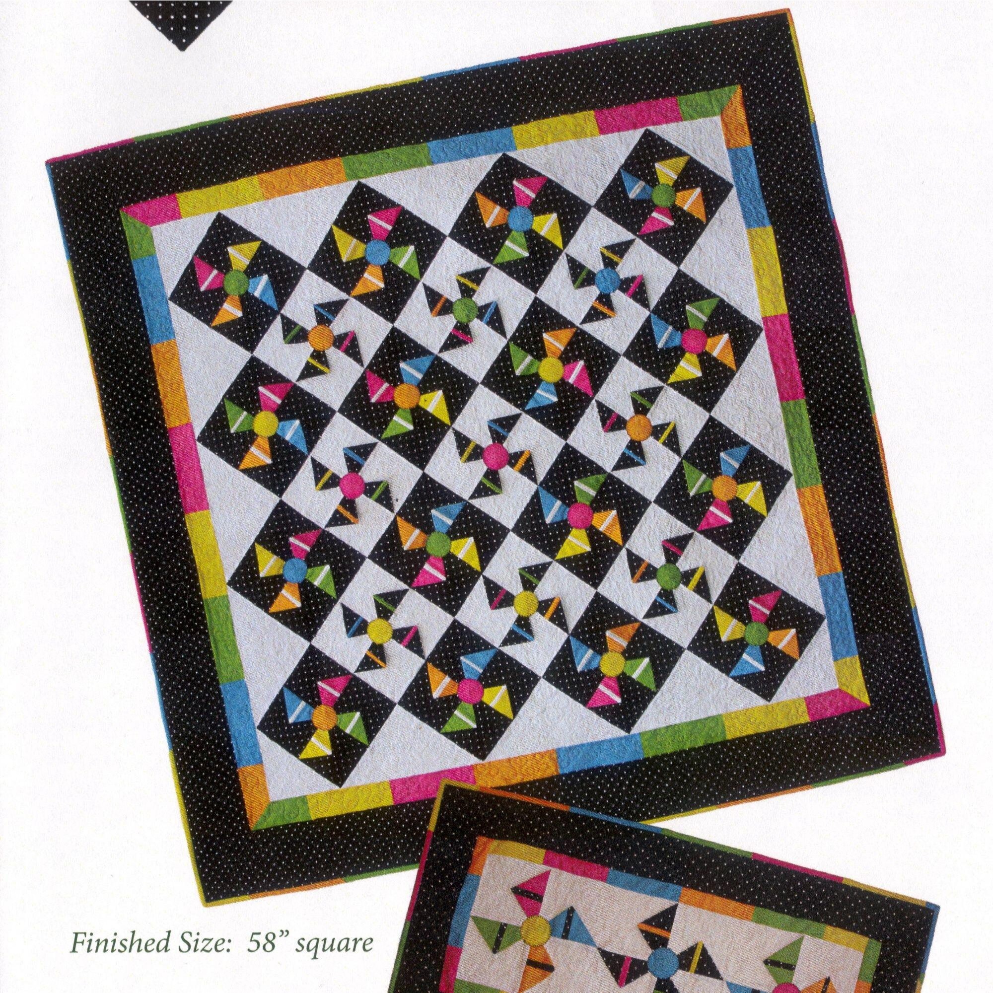 Windmills Quilt Pattern Dimensional 58 Square Table Runner Patchwork ...