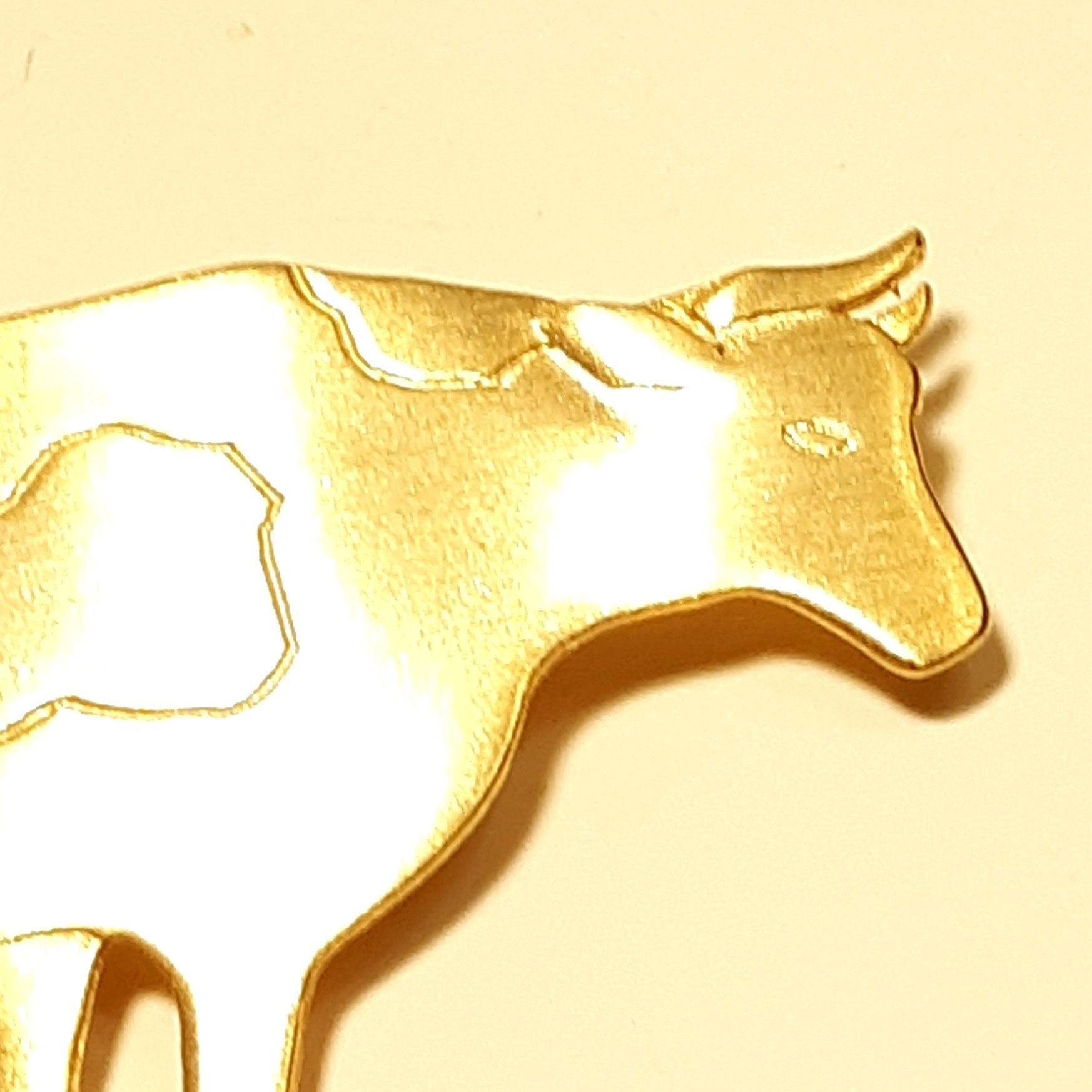 JJ Brooch Cow Pin Signed Dangling Faux Pearl Gold Tone - Etsy
